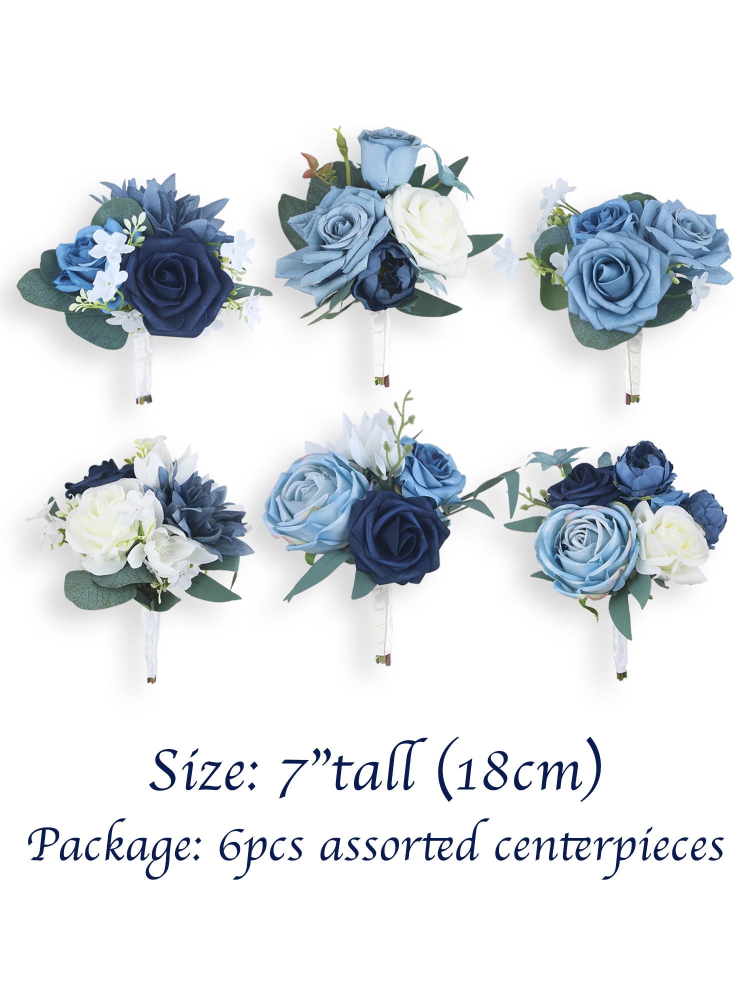 Assorted Navy & Dusty Blue Flower Centerpieces | Rinlong Flower
