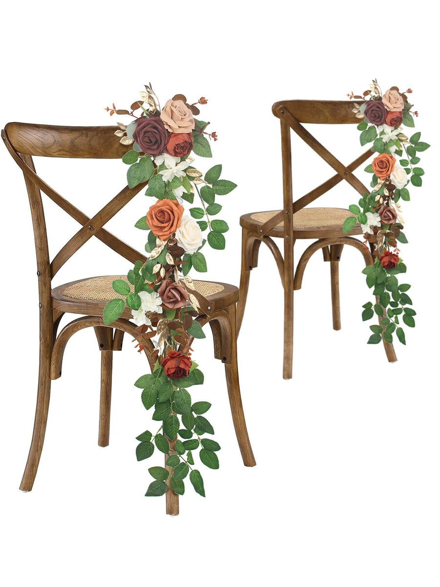Burnt Orange Floral Vine Chair Decor - Rinlong Flower