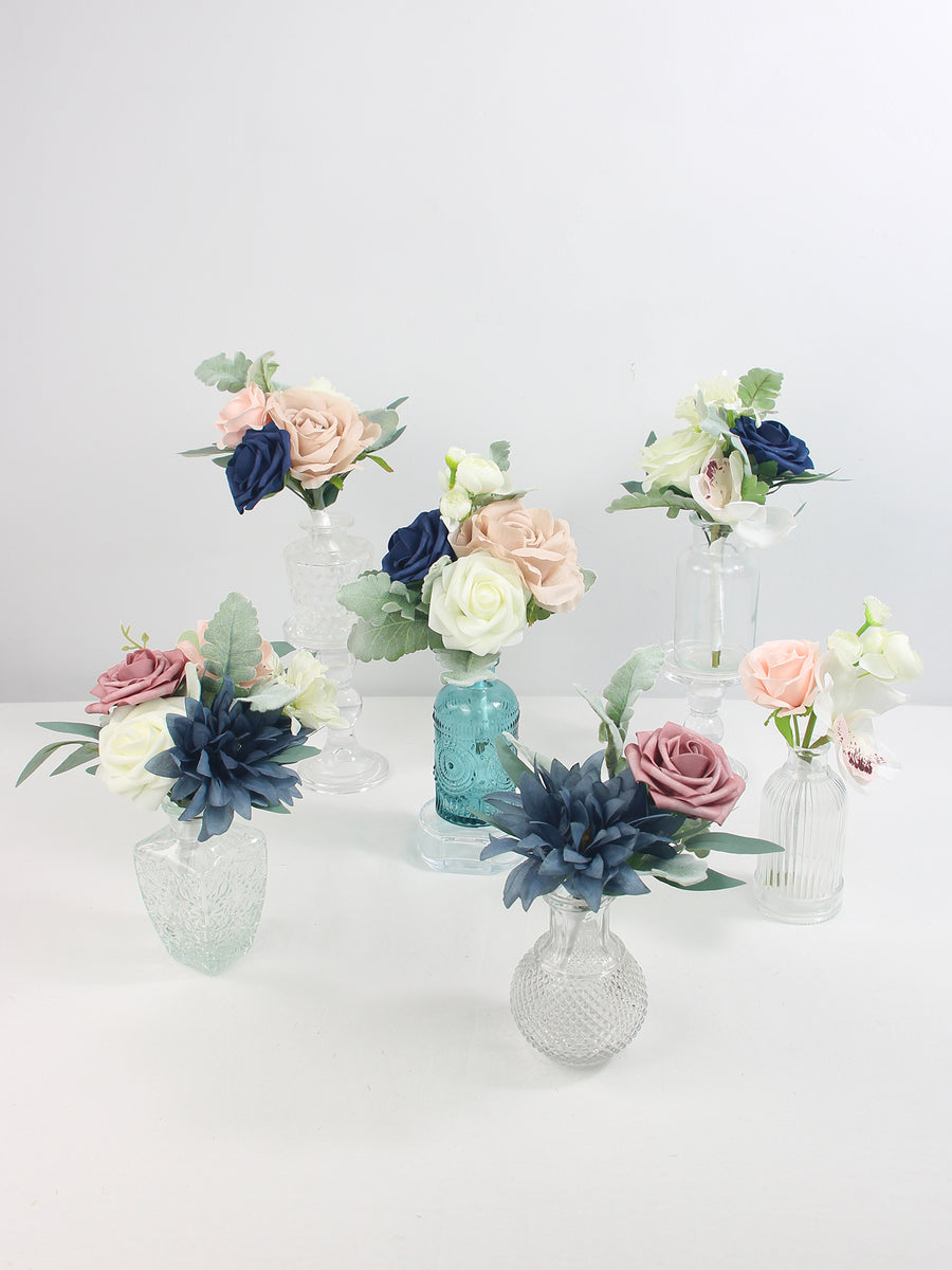 Assorted Dusty Rose & Navy Blue Flower Centerpieces | Rinlong Flower